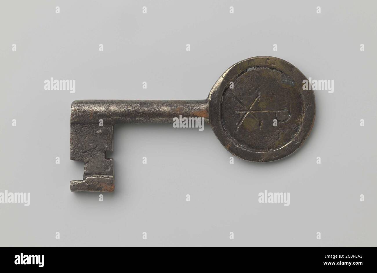 Pipe key. Pipe key whose handle consists of a circular border, in which ...