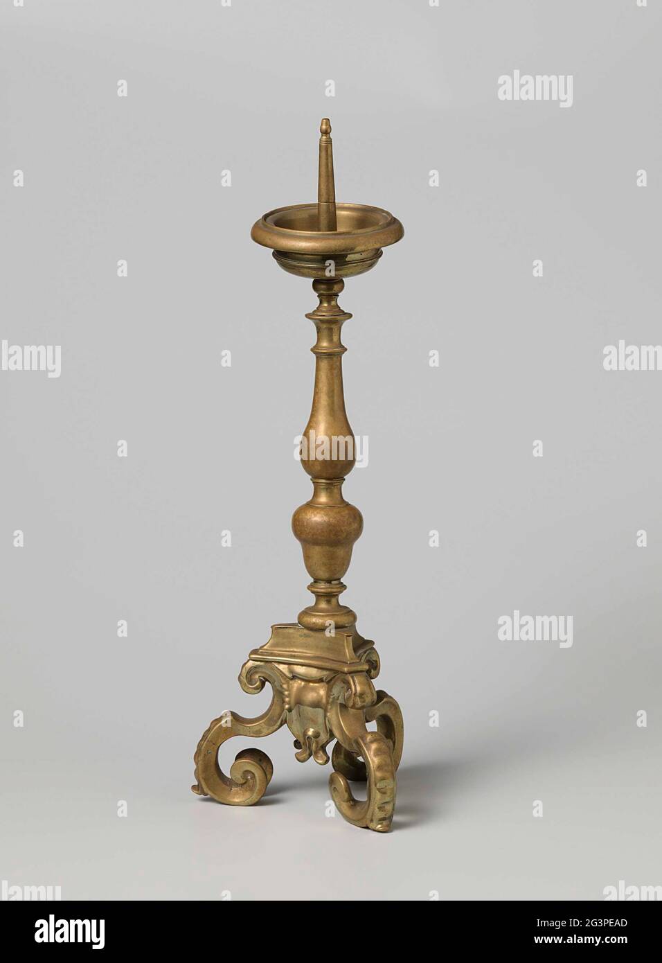 Candlestick with foot in lobe style. Foot, trunk, fat catcher and pin ...