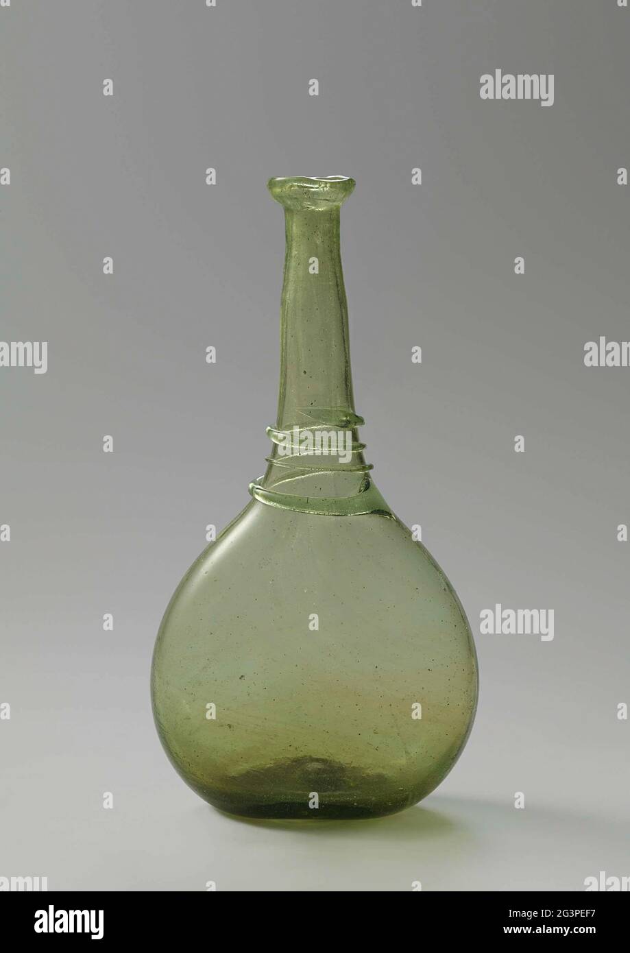 Bottle with flattened, spherical body. Inserted soul. Sideways ...