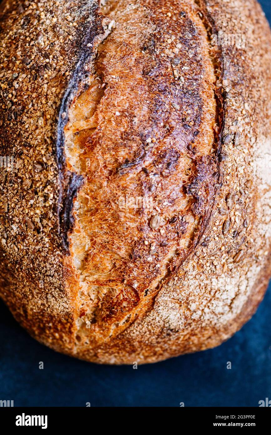 Golden Crusty Sourdough Loaf of Bread Stock Photo - Alamy
