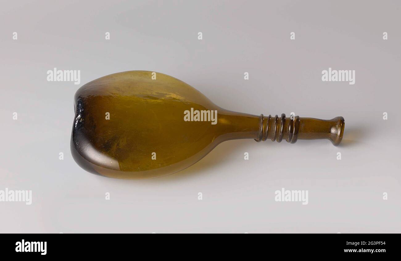 Bottle with flattened, spherical body. Inserted soul. Sideways ...
