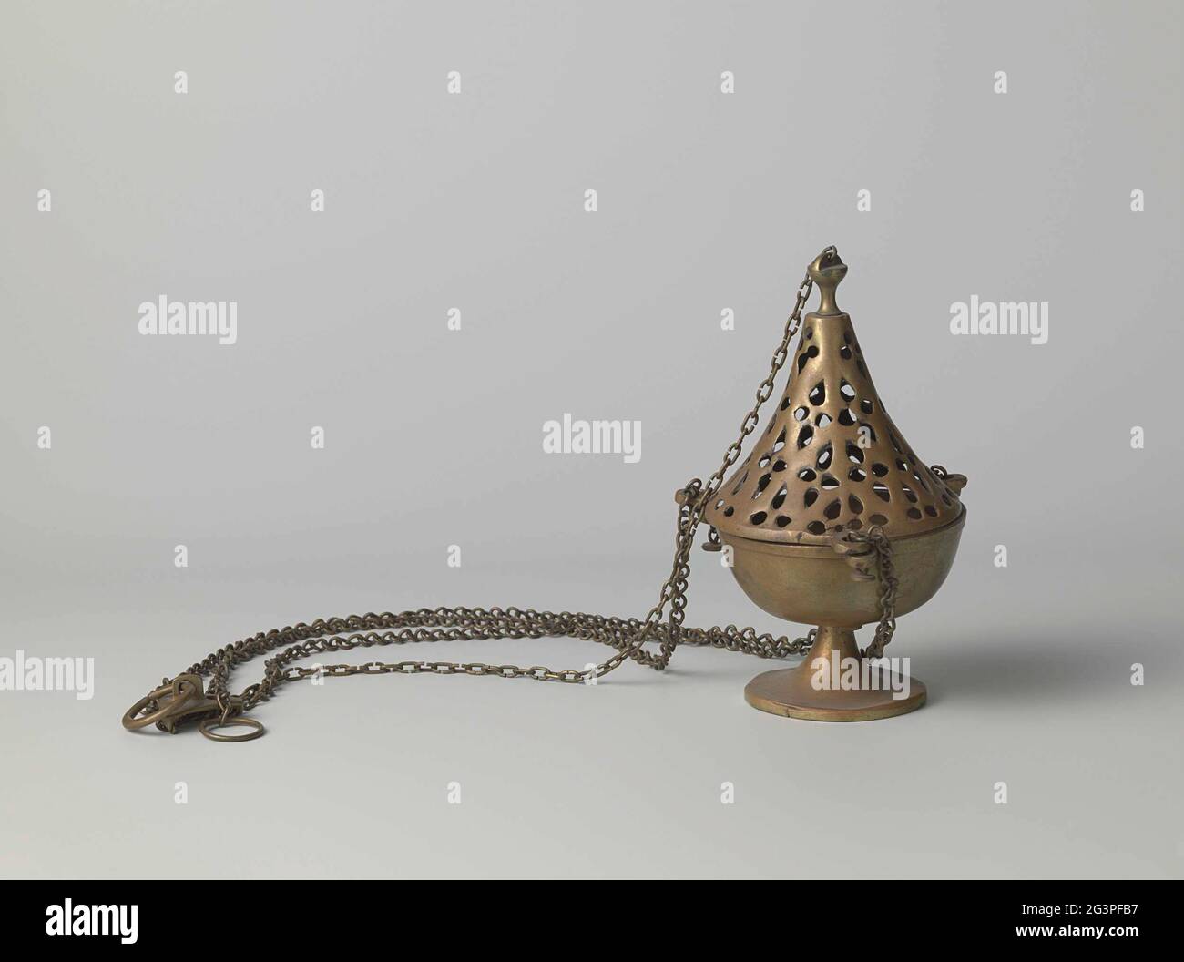 Censer with round and strike tapered lid. The components are poured and ...