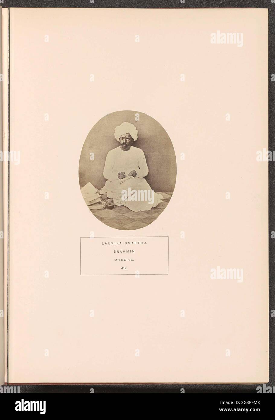 Portrait of an unknown smarta from mysore; Laukika Smartha. Brahmin ...