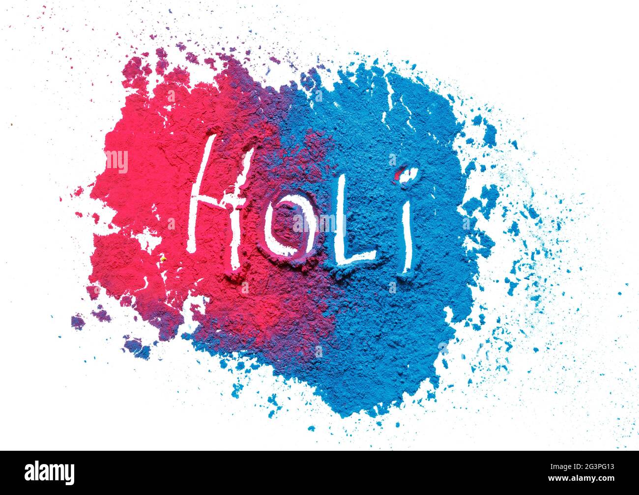 Colorful traditional powder with Holi sign, isolated on white, Hindu ...