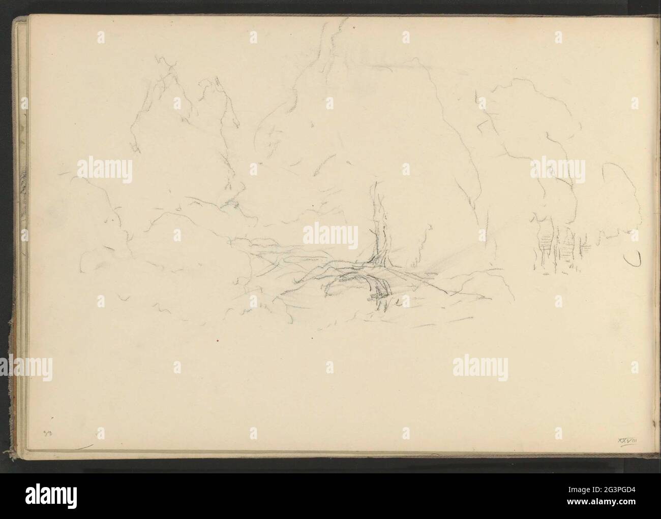 Landscape. Page 38 From a sketchbook with 64 pages Stock Photo - Alamy