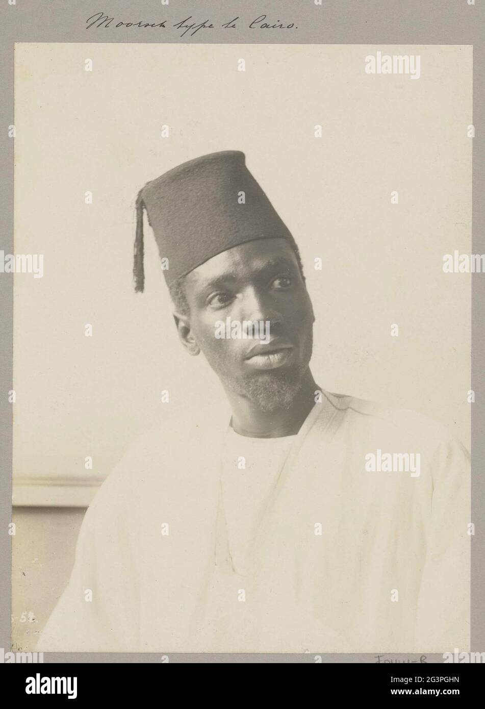 Portrait of an Egyptian man with a fez. Part of photo album from a ...