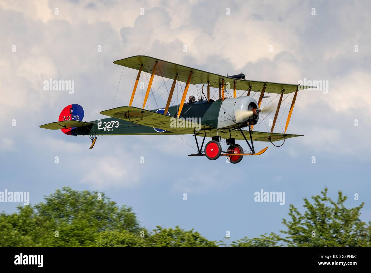 1918 Avro 504K ‘E3273’ airborne at the Shuttleworth Flying Festival of Britain airshow on the ...