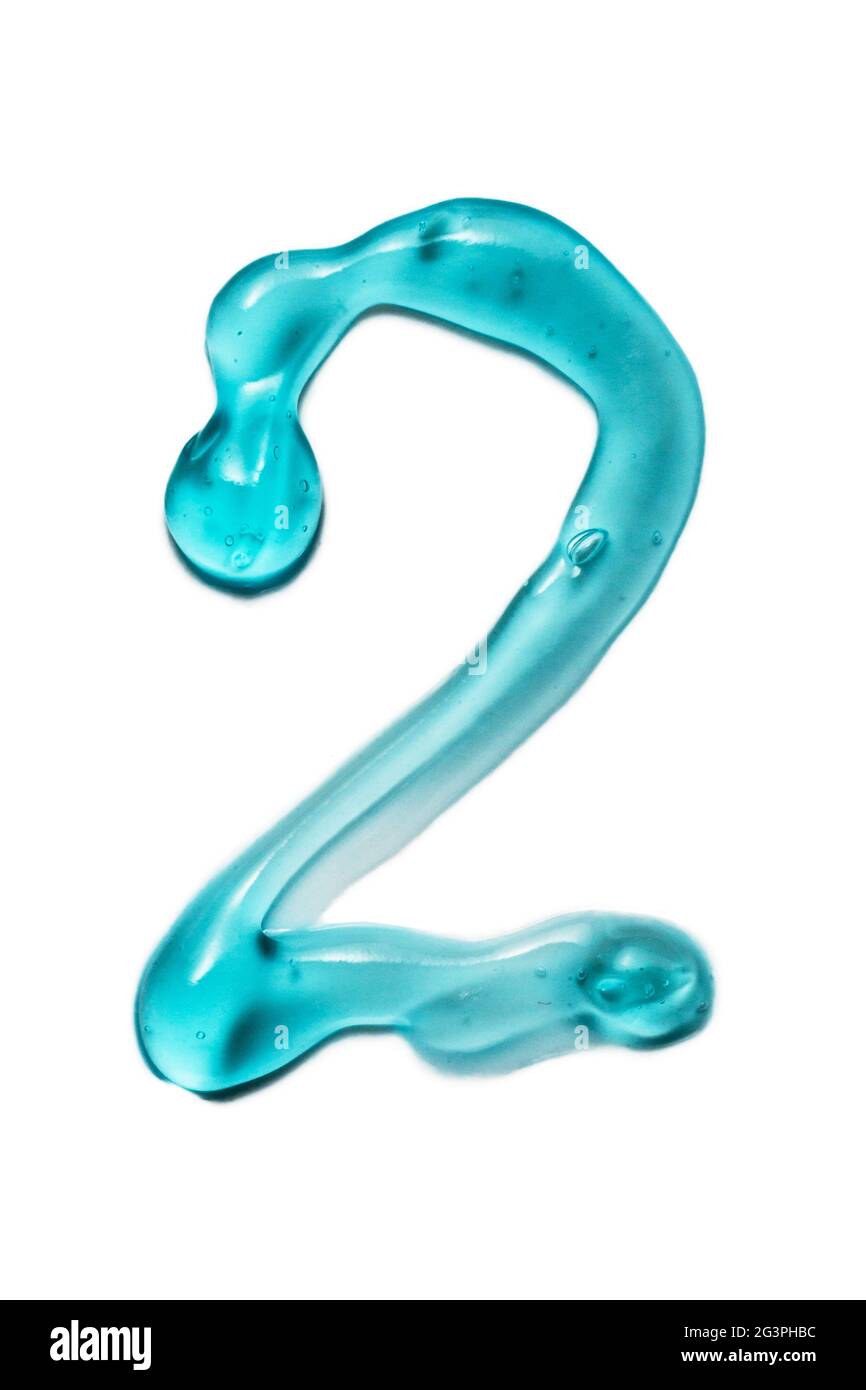 Number two written by transparent gel isolated on white background ...