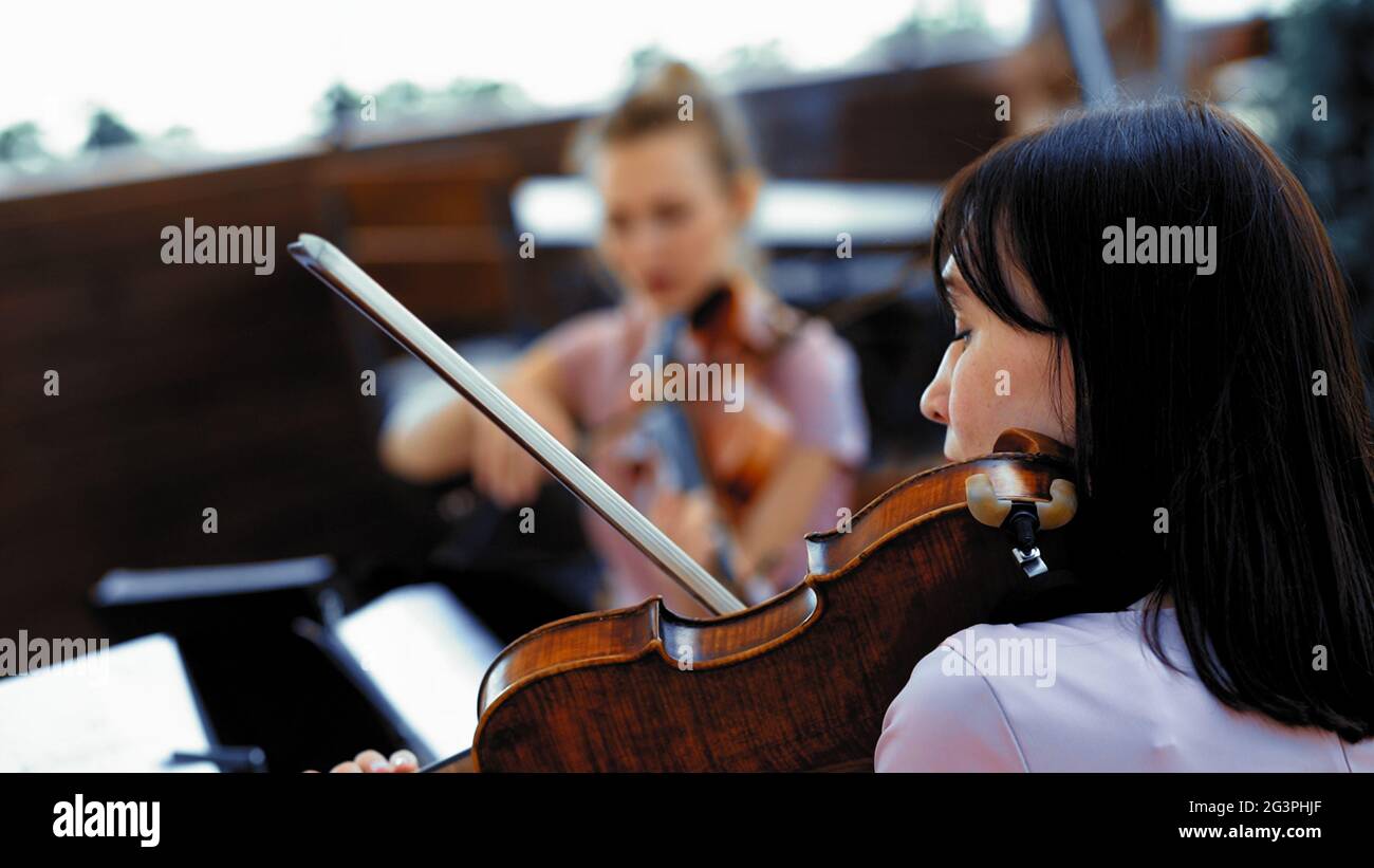 Wedding Ceremony Or Classical Concert On Summer Terrace Stock Photo - Alamy