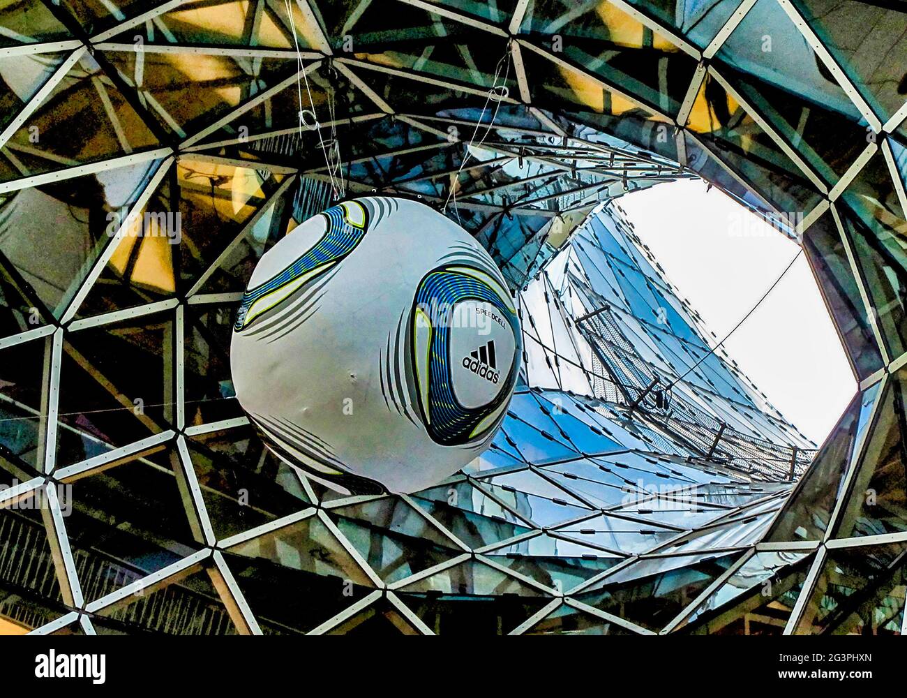 JULY 16 2011: Soccer display in a department store in downtown ...