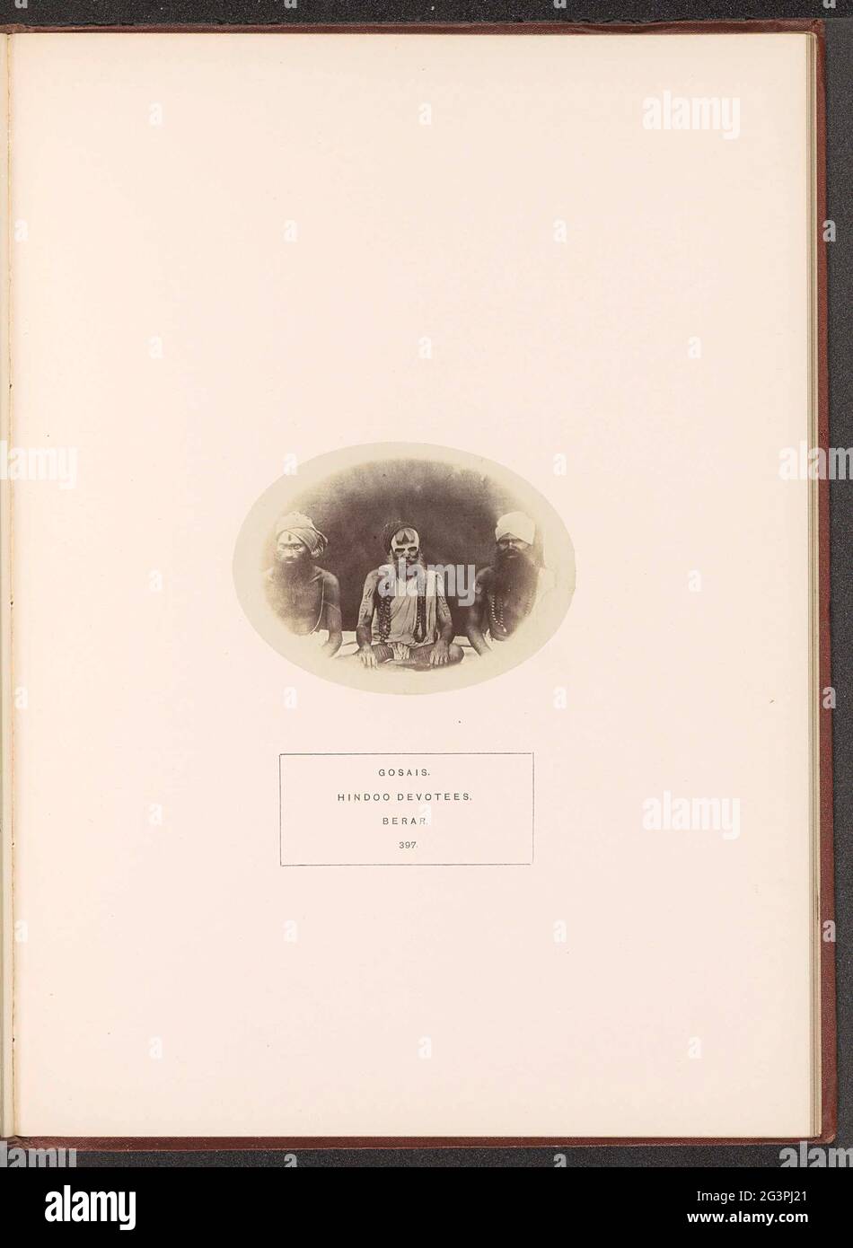 Portrait of three unknown gosains from Berar; Goisais. Hindoo Devotees ...