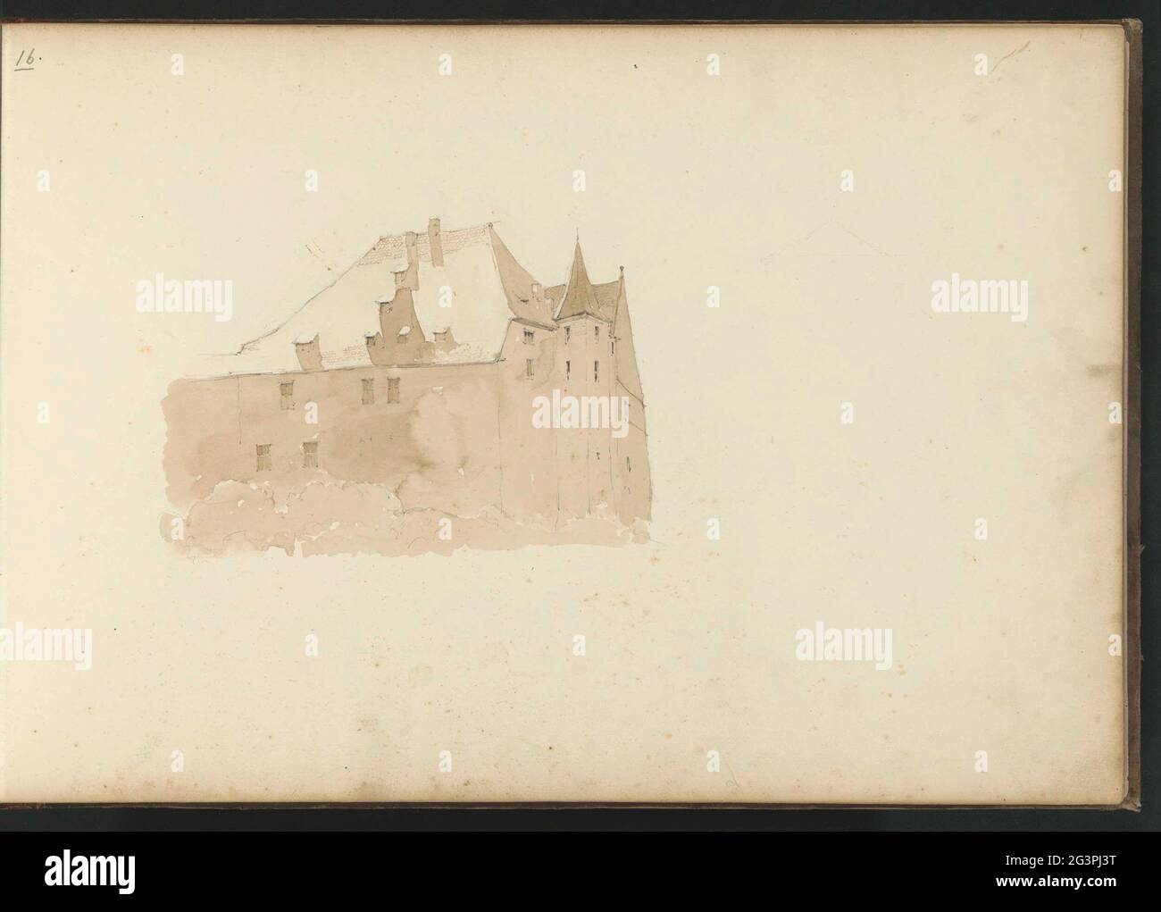 Building with a tower. Leaf 16 Recto from a sketchbook with 68 sheets ...