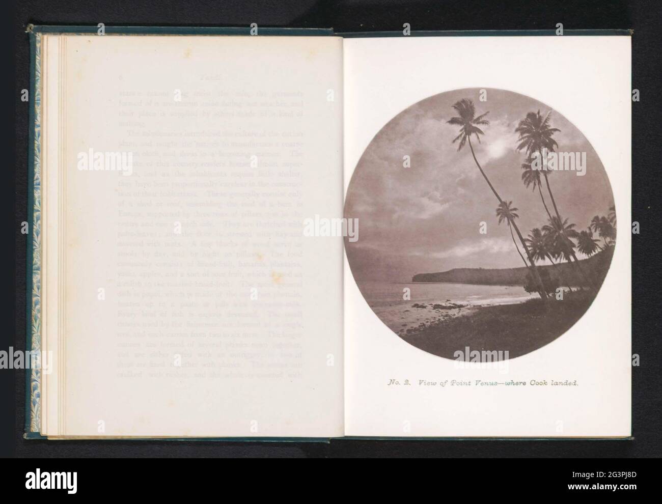 View of a beach, Point Venus, with palm trees on Tahiti; View of Point ...