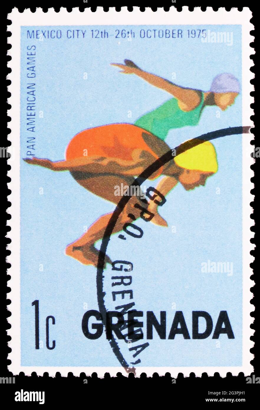 MOSCOW, RUSSIA - MARCH 29, 2020: Postage stamp printed in Grenada shows ...