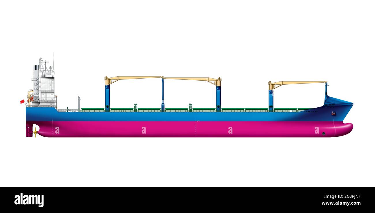 Container-Box ship 3D side view Stock Photo - Alamy