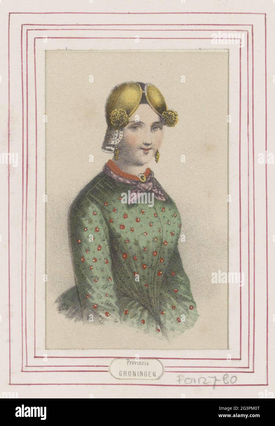 Woman in the traditional costume of Groningen; Province of Groningen ...