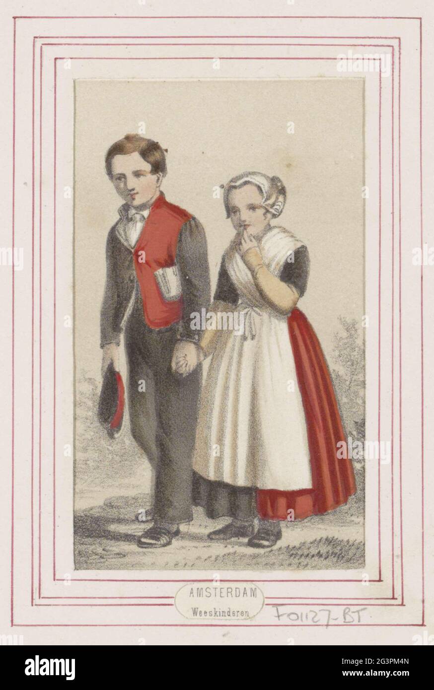 Boy and girl in the traditional chance of Amsterdam; Amsterdam orphans ...