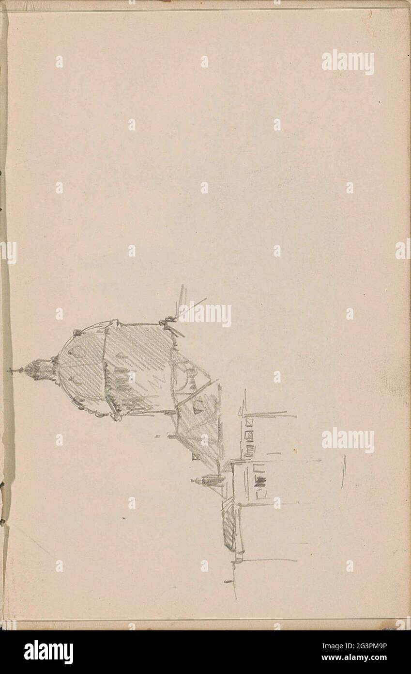 Building with a dome tower. Probably a church. Leaf 18 recto from a ...