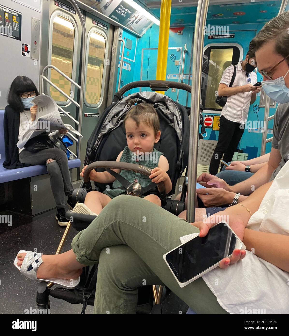 Children riding new york subway hi-res stock photography and images - Alamy