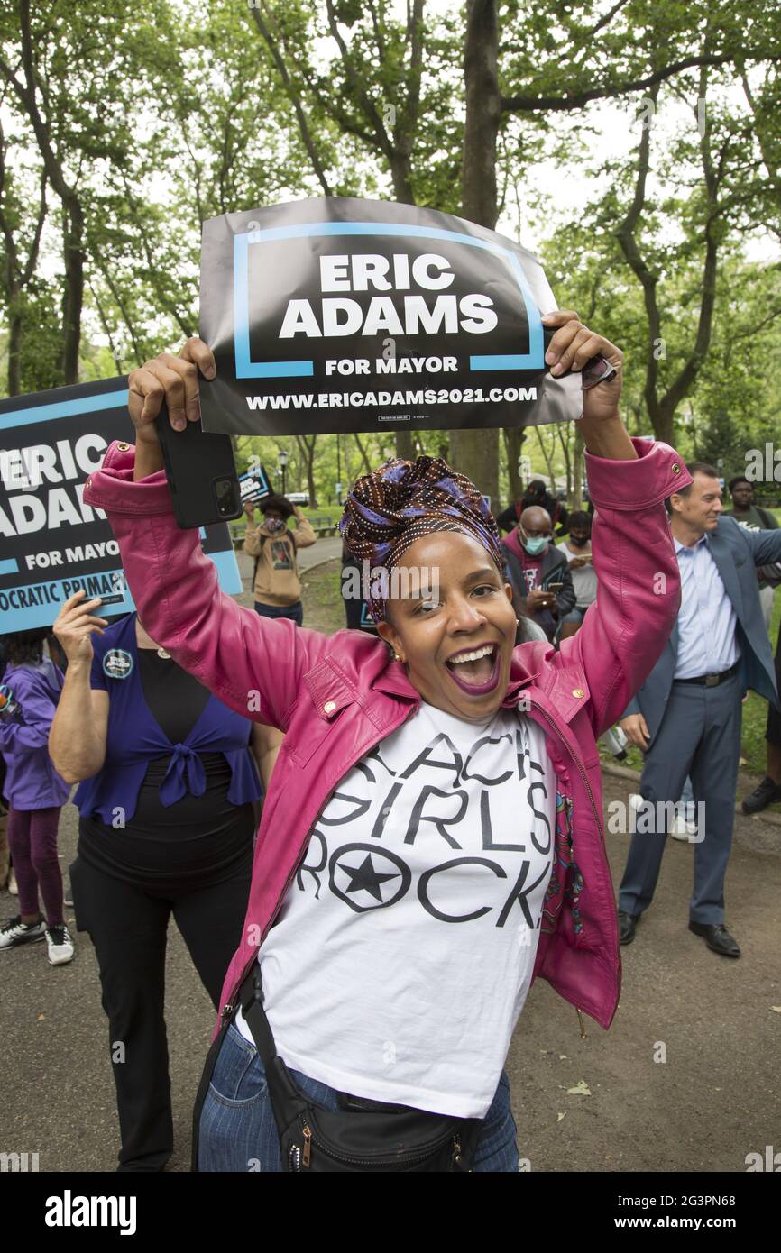 Eric Adams and supporters have a rally as the Brooklyn Borough ...