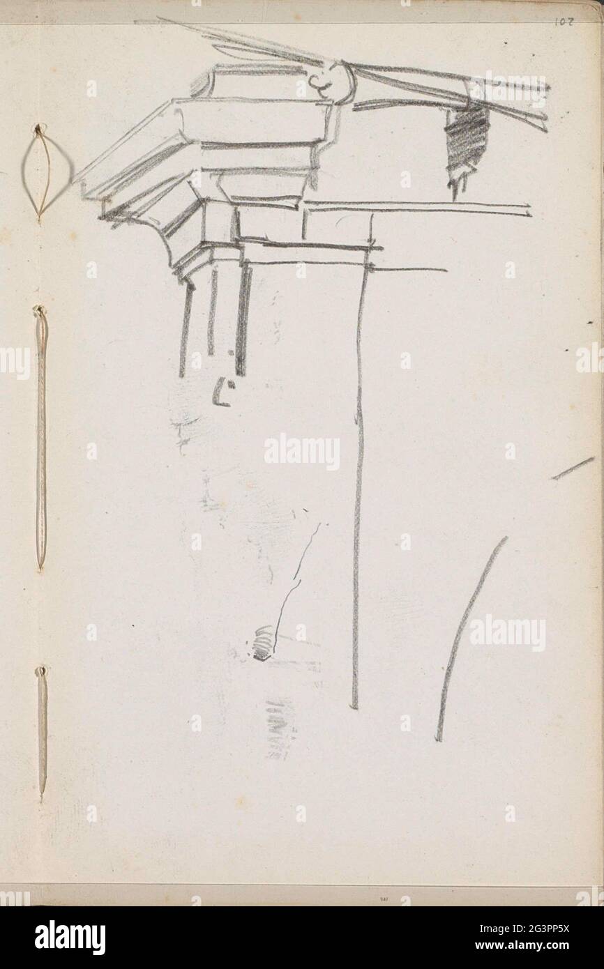 Architecture study, possibly a gate. Page 102 from a sketchbook with 72 ...