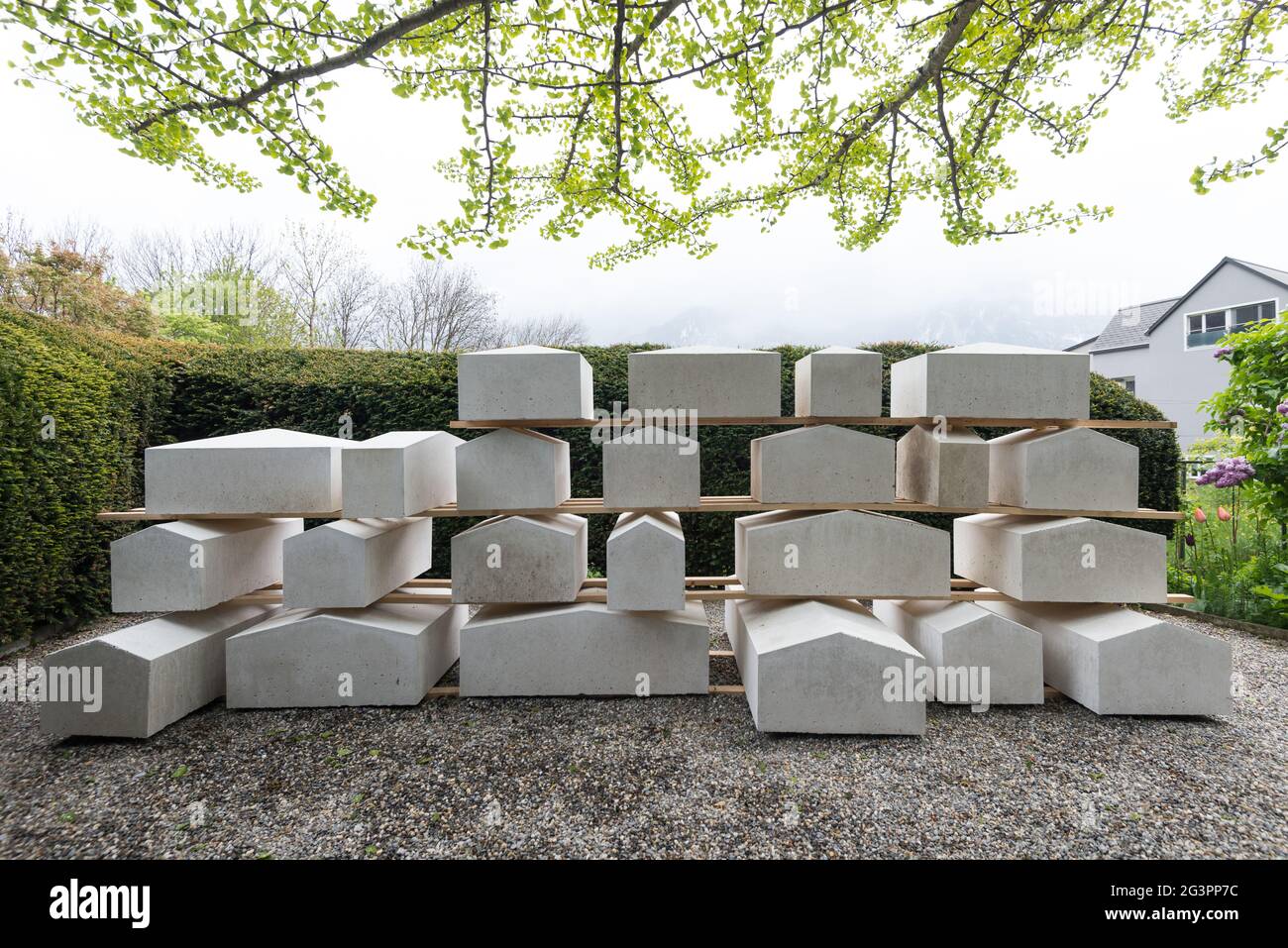 White stones for construction in a backyard of a building Stock Photo ...