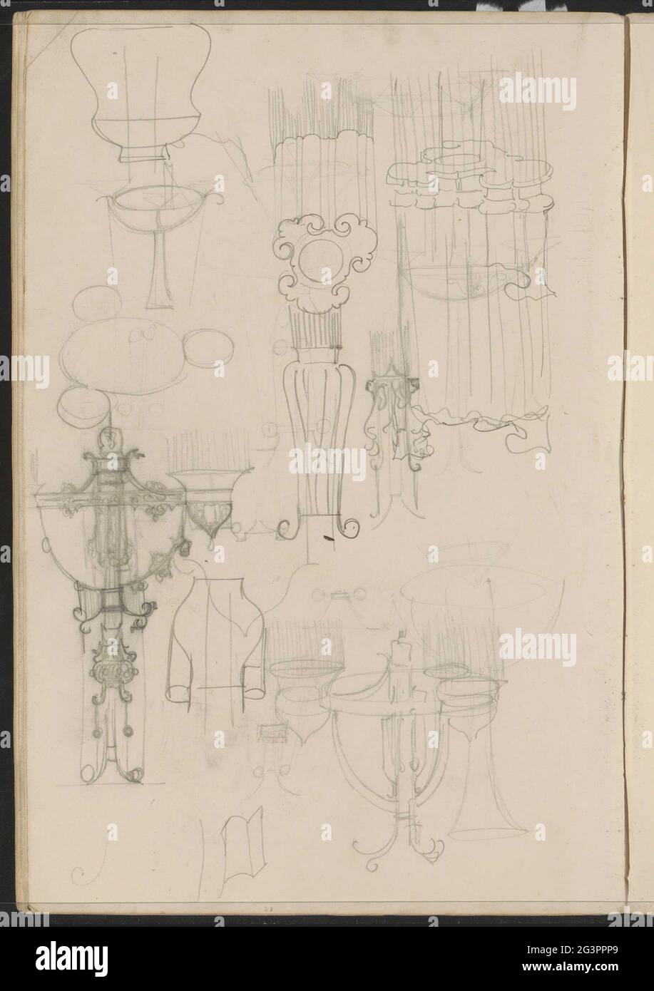Designs for lamps. Leaf 16 Verso from a sketchbook with 17 sheets Stock ...