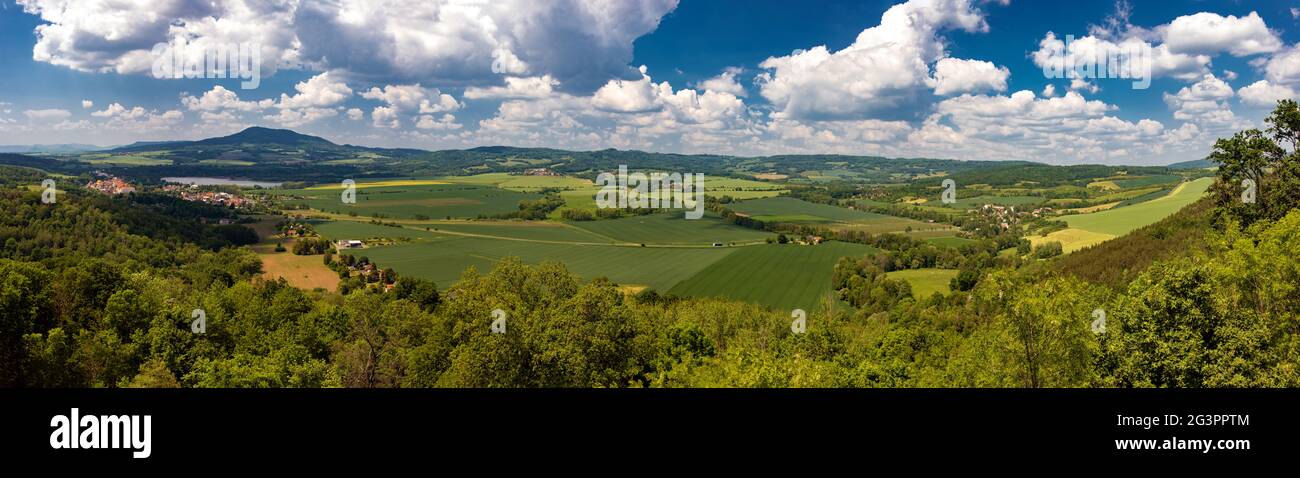 Summer view of the landscape in the Bohemian Central Mountains ...