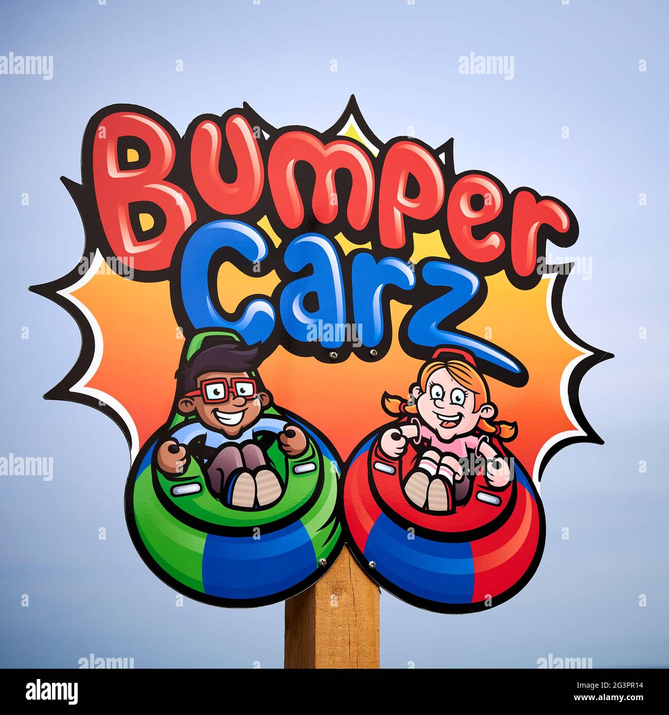 Childrens bumper car sign Stock Photo - Alamy
