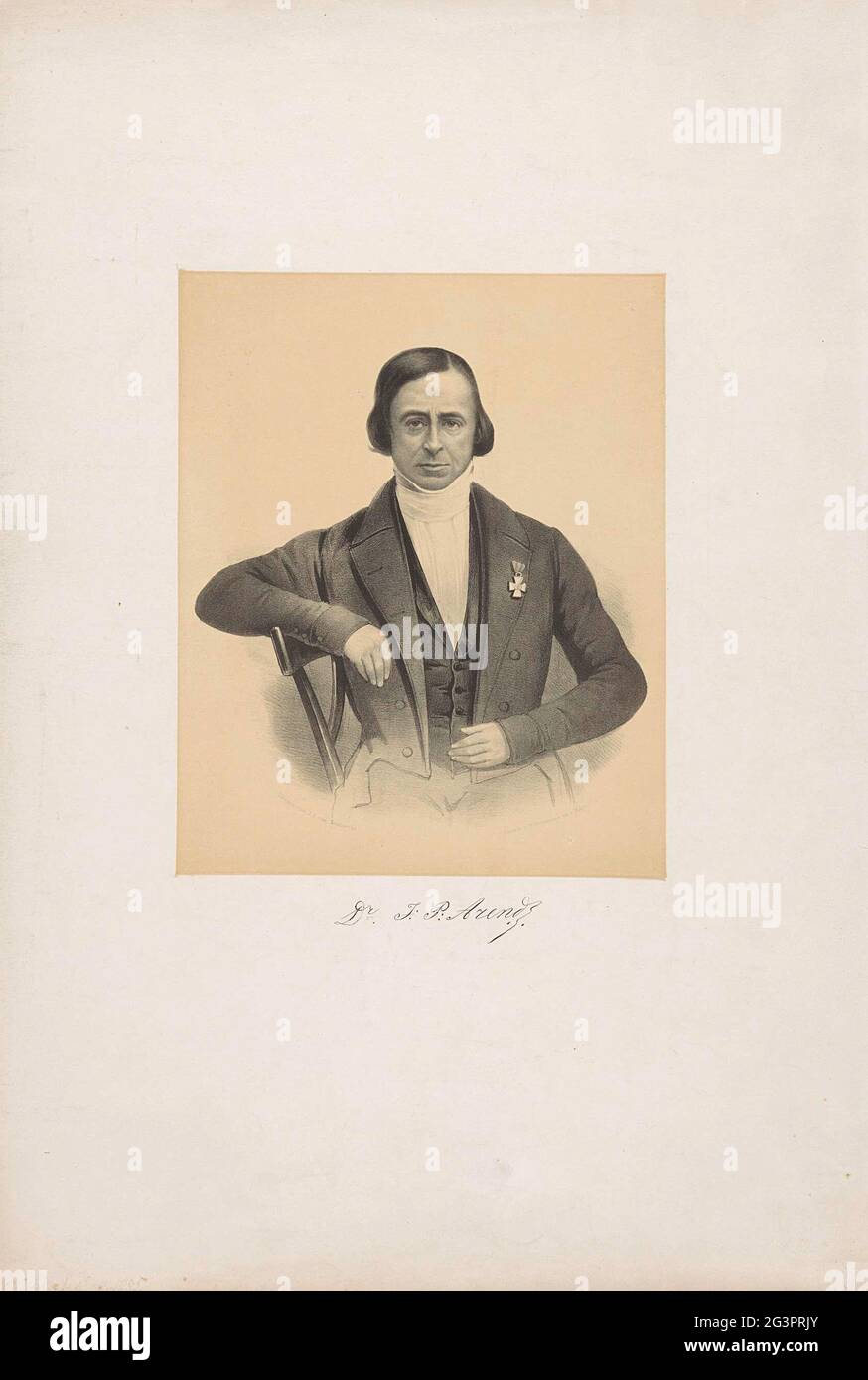 Portrait of Johannes Pieter Arend. The portrait is sitting on a chair ...