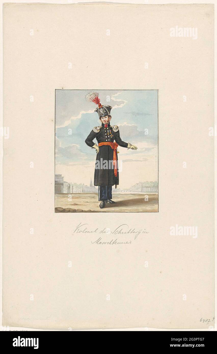 Colonel of the Schutterij in Marstue; Six drawings of uniforms of the ...