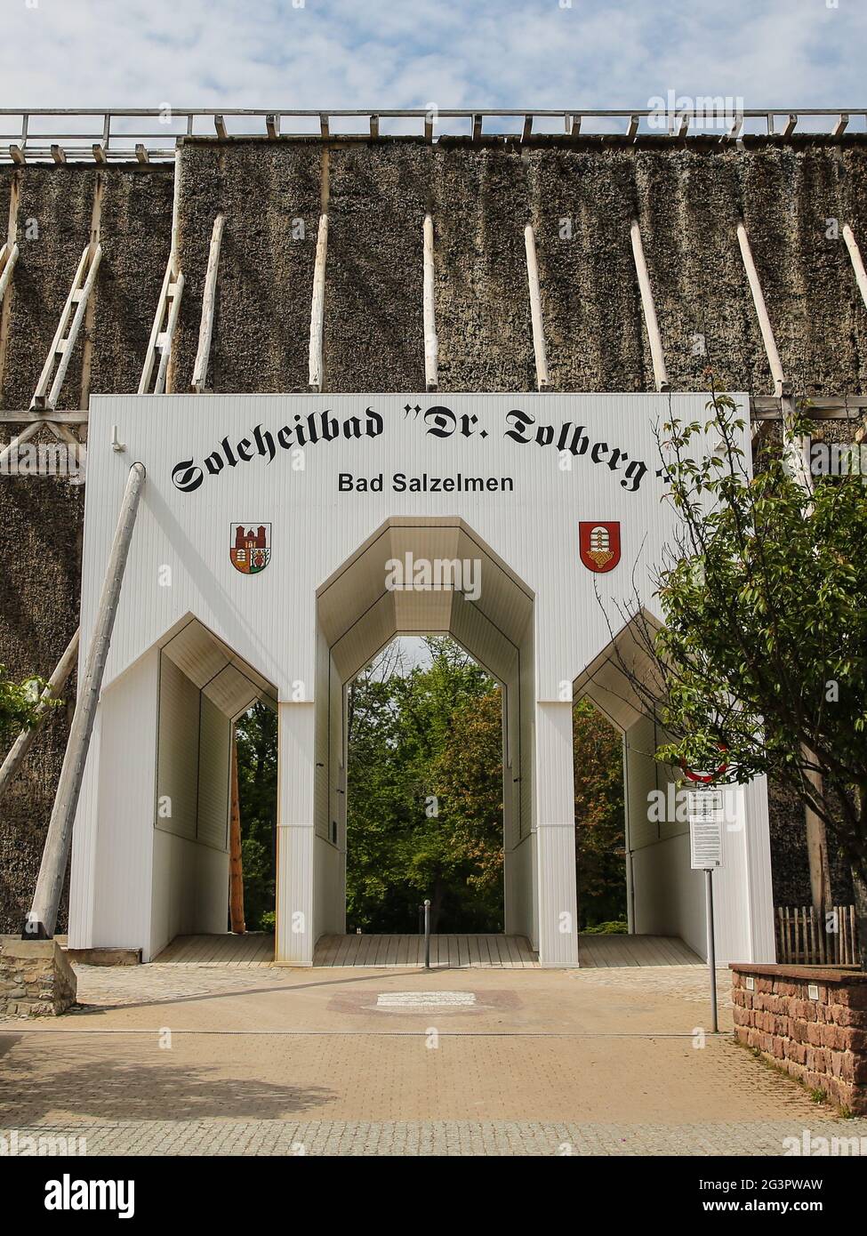 Entrance area brine spa Dr.Tolberg in the spa gardens of SchÃ¶nebeck ...