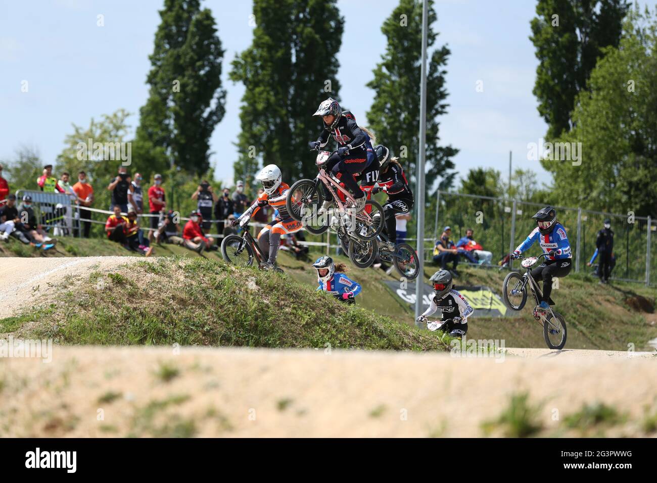 Felicia STANCIL of the United States (6) competes in the UCI BMX ...