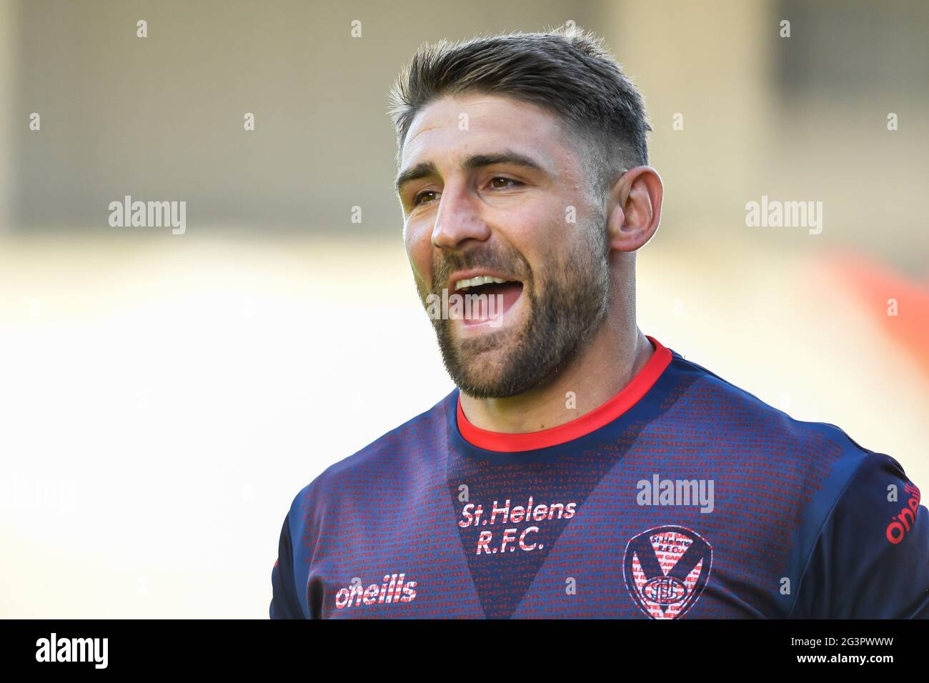 Tommy Makinson (2) of St Helens during pre match warm up Stock Photo ...