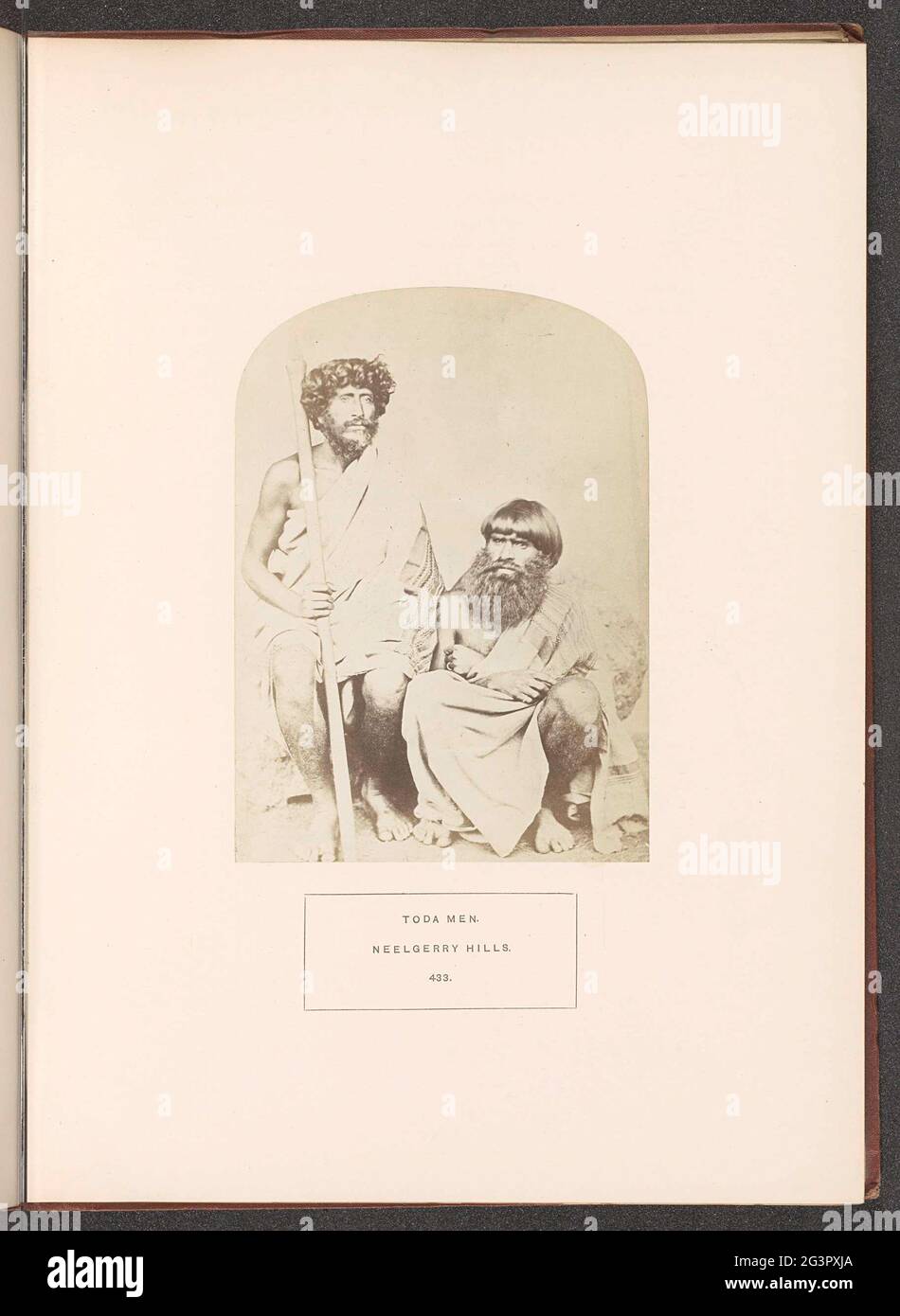 Portrait of two unknown men from the Toda tribe from the hills of ...