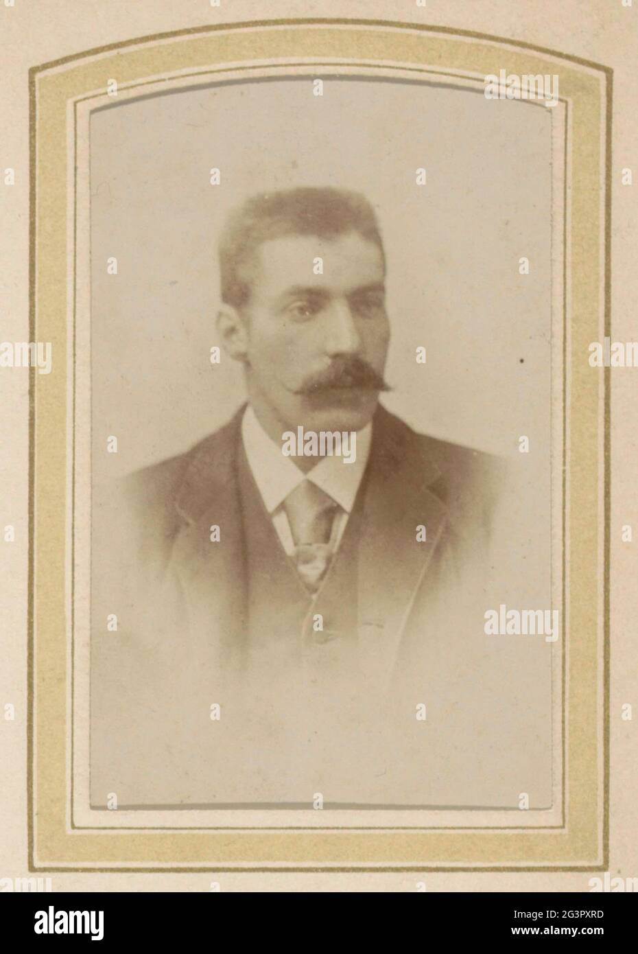 Portrait of a man with a mustache, a jacket and a tie. Part of photo ...