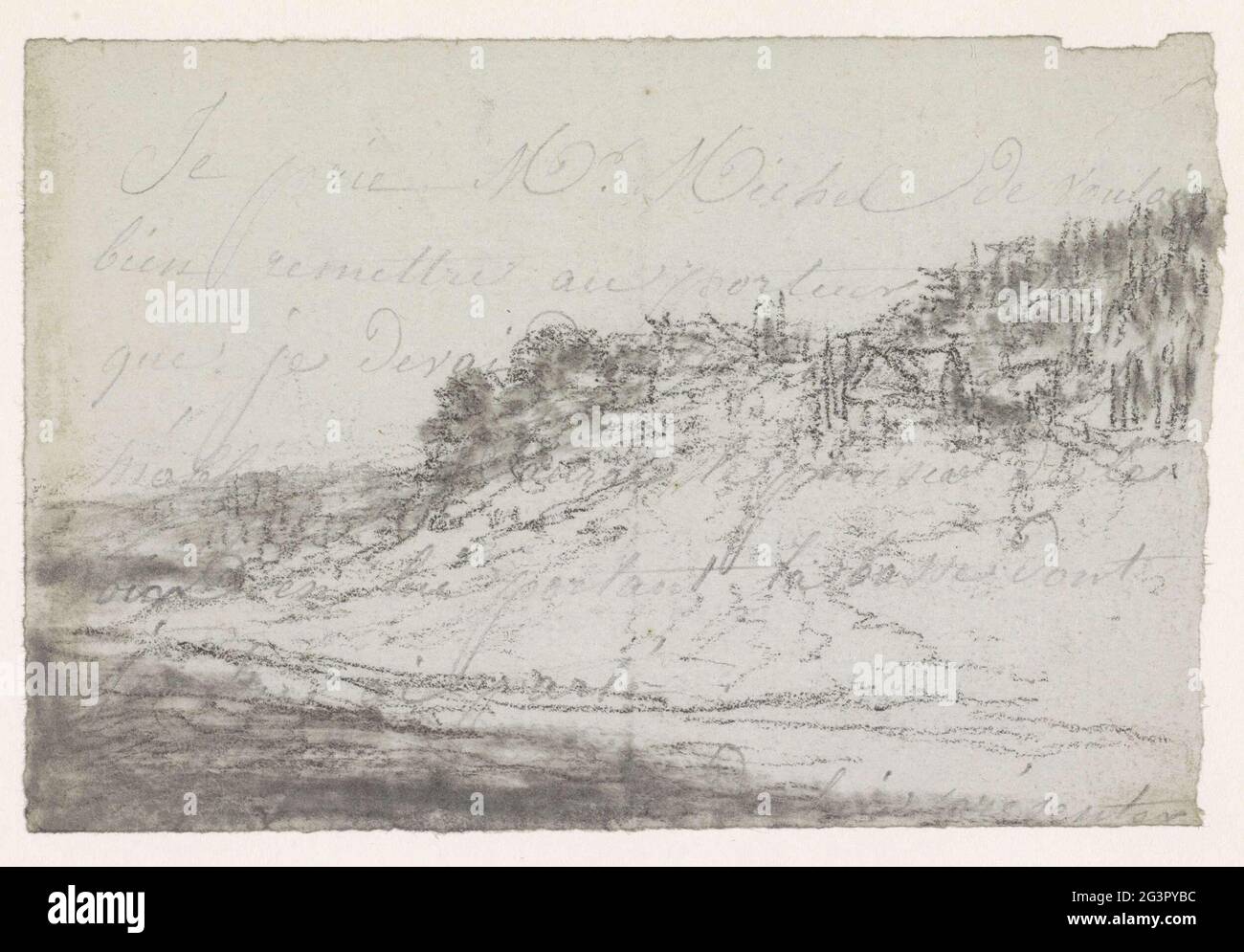 Overgrown slope. Blurred slope signed on a letter of formal notice to ...