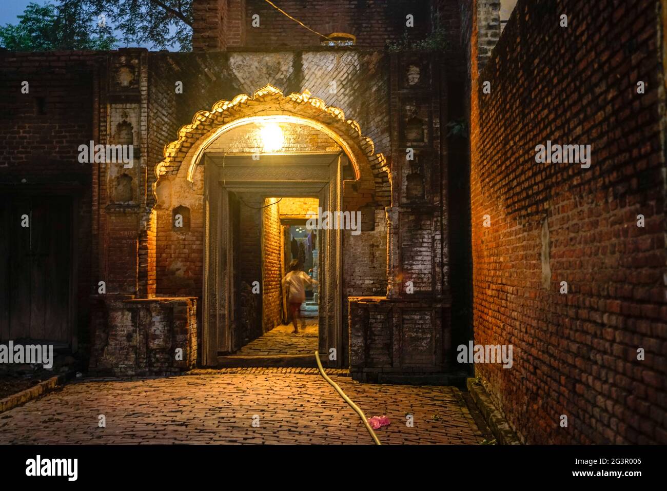 The entrance gate in small indian village Stock Photo - Alamy