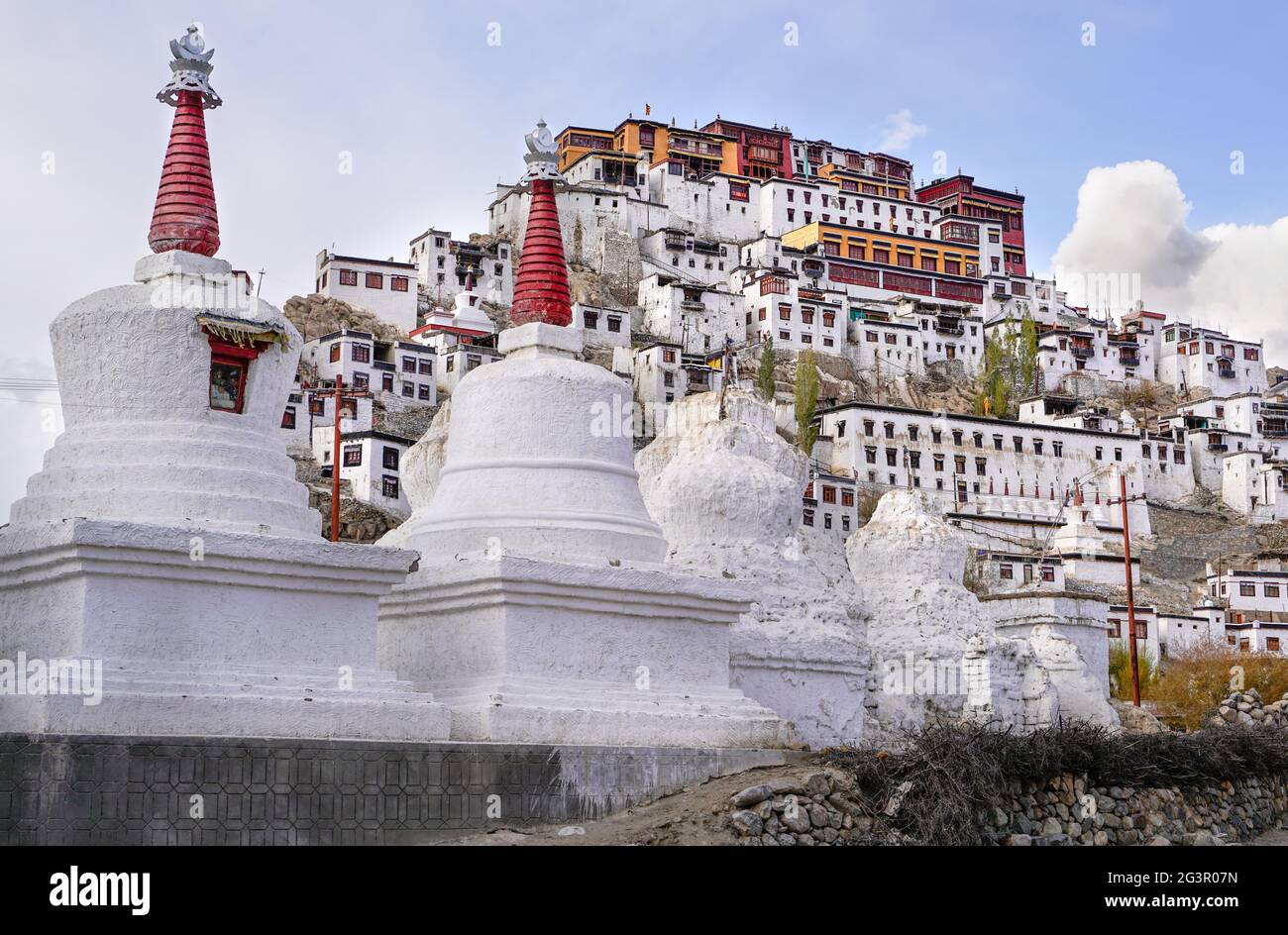 The old Thiksay monastery in Theksey small village Stock Photo - Alamy