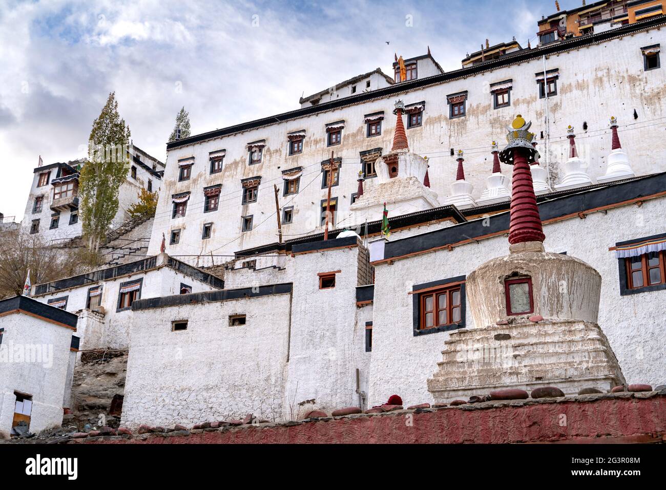 The old Thiksay monastery in Theksey small village Stock Photo - Alamy