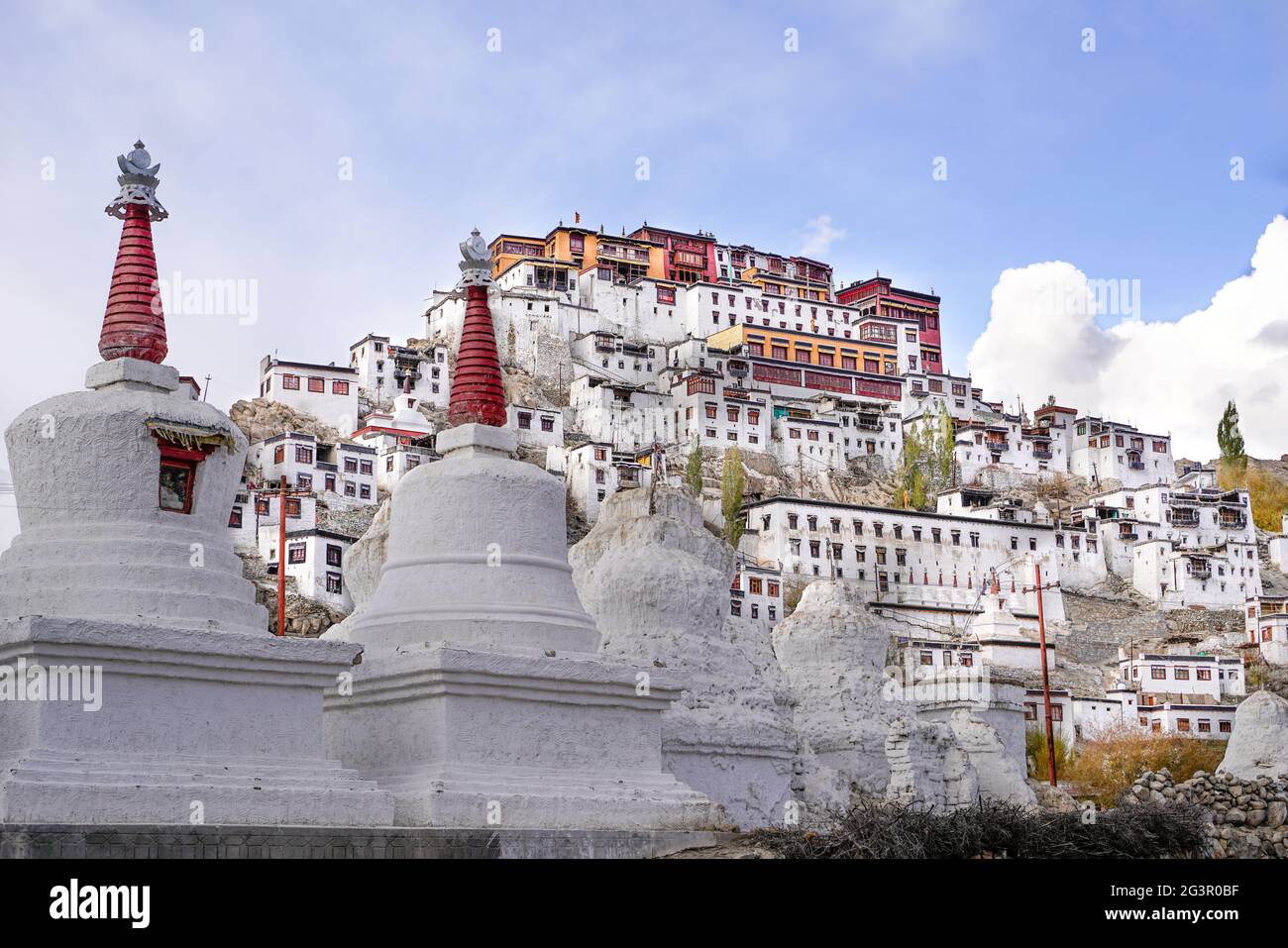 The old Thiksay monastery in Theksey small village Stock Photo - Alamy
