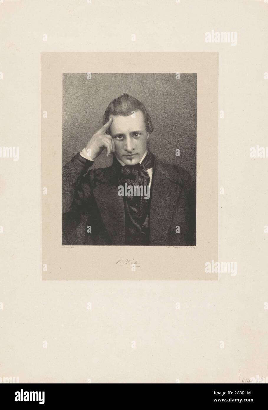 Portrait of Pieter Bleeker. The person portrayed is frontal. He holds ...