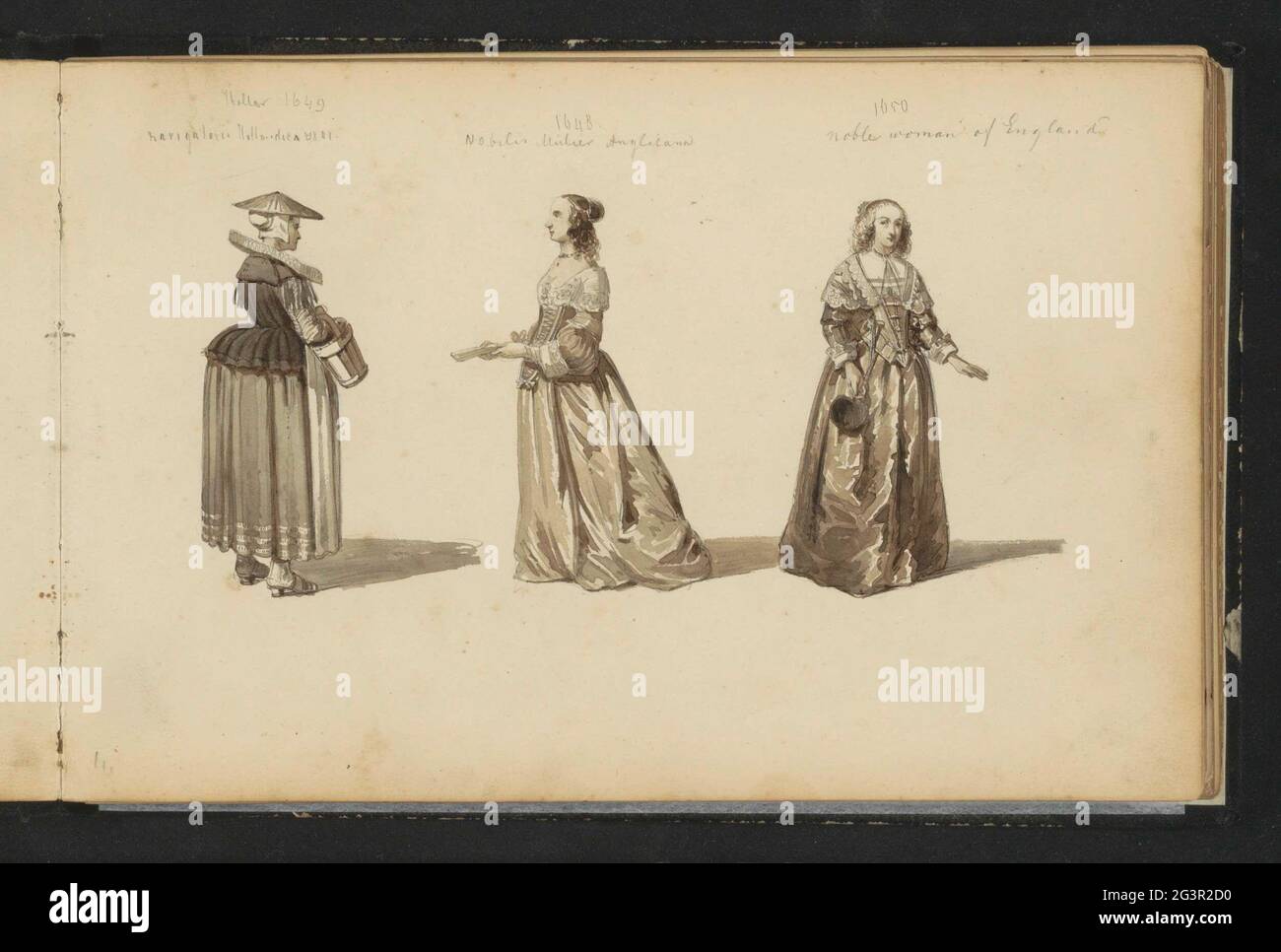Three women in seventeenth-century clothing. Three women in seventeenth ...