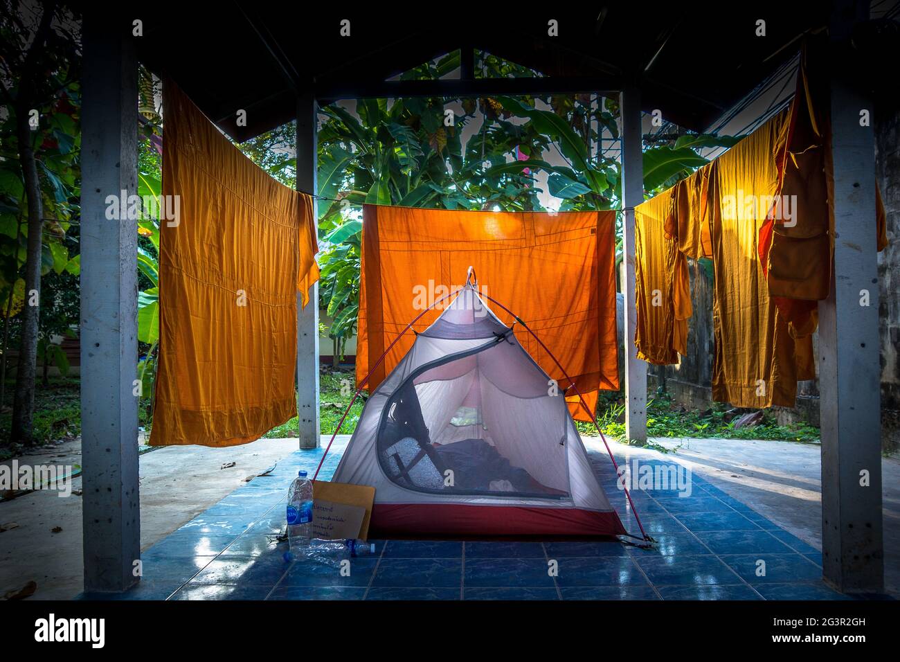 The tent in the buddhist temple Stock Photo - Alamy