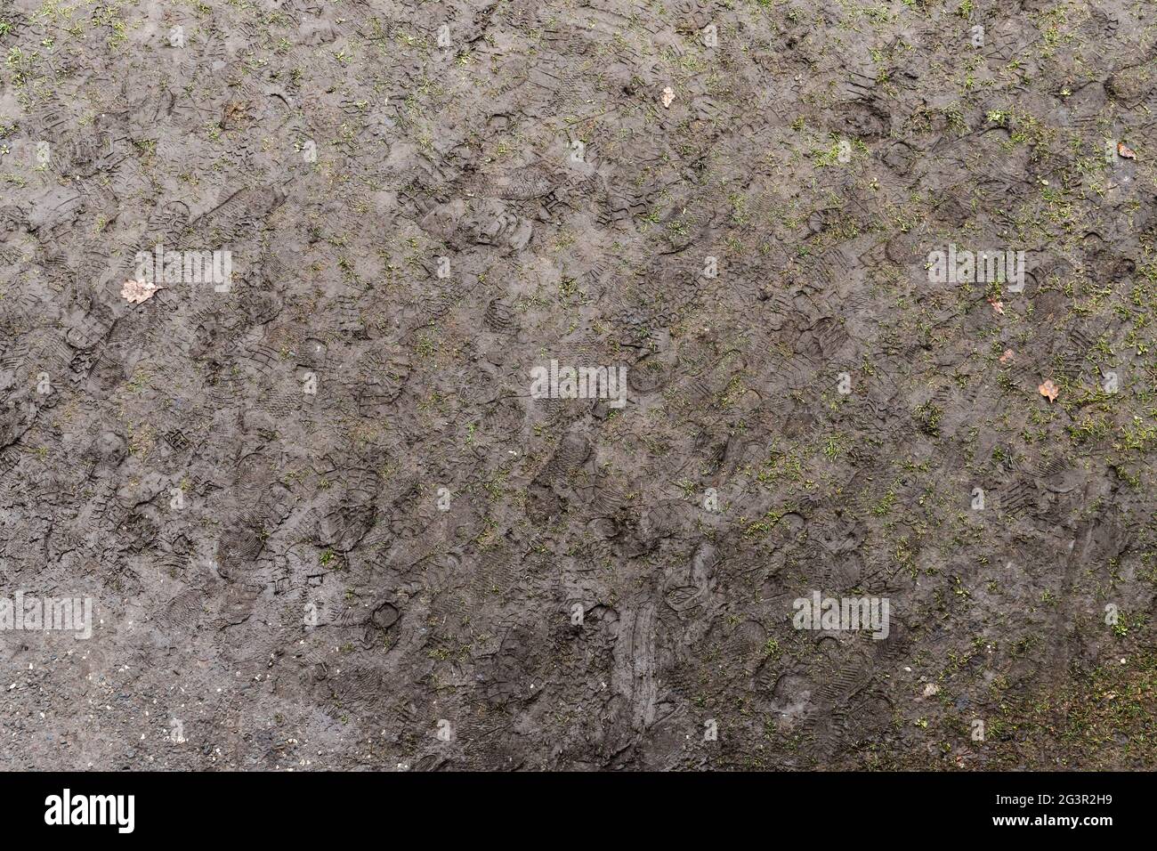 Brown road dirt with footprints. Top view. Background photo texture ...
