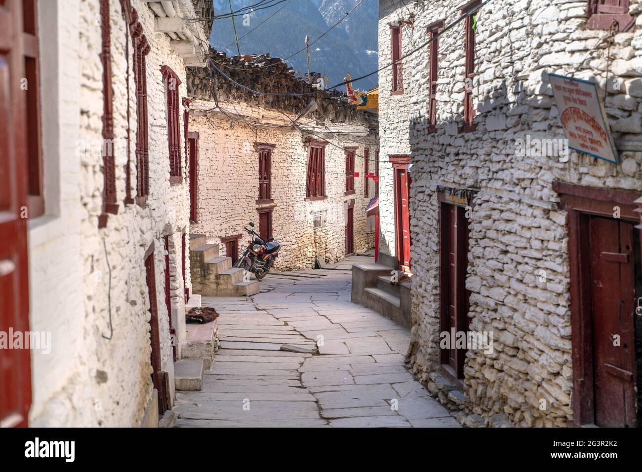Nepal. The view on Annapurna trail track. Marpha village Stock Photo ...