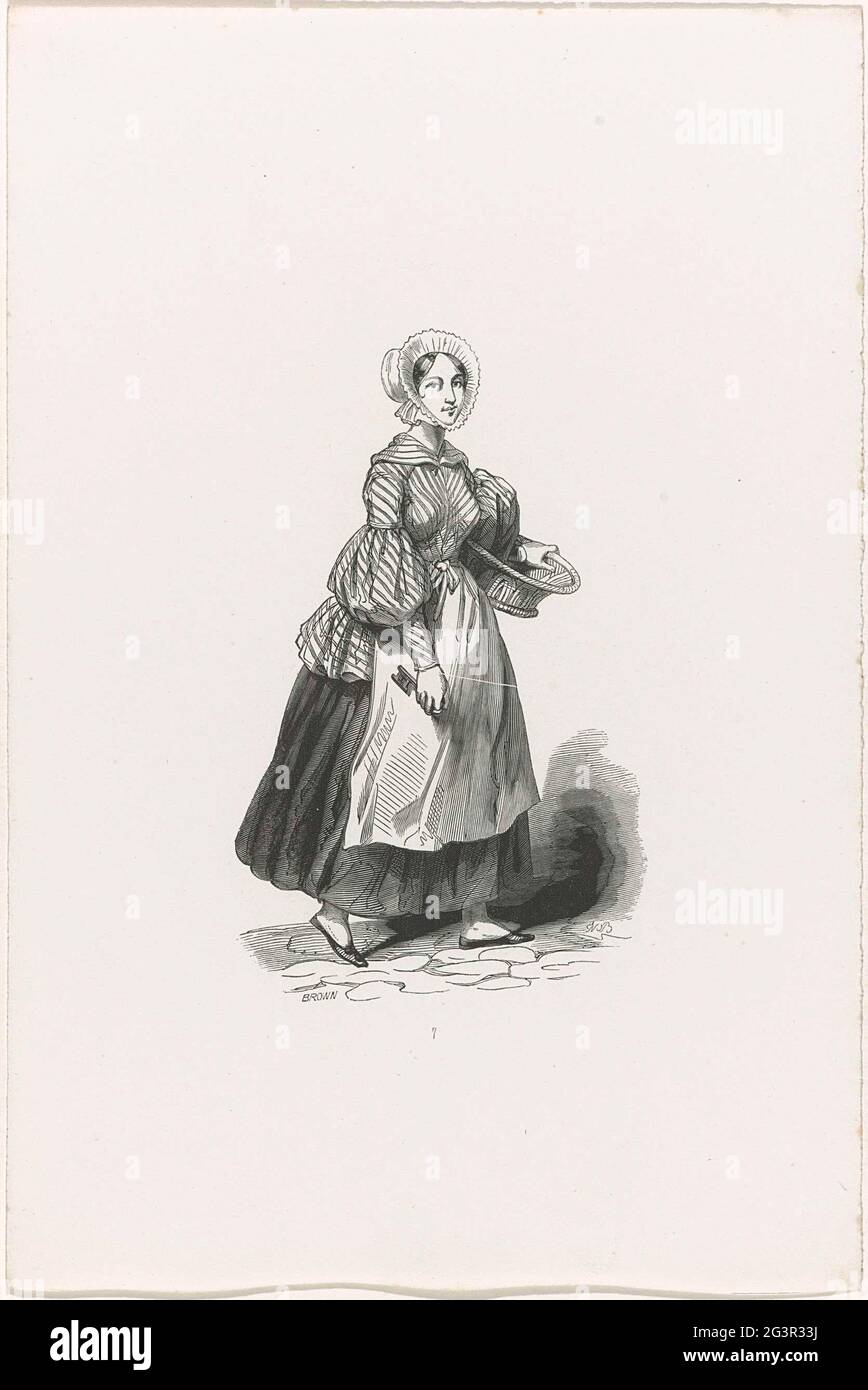 The Hollandse Werkmeid, 1840-1841. The Dutch workmith, maid. Standing ...