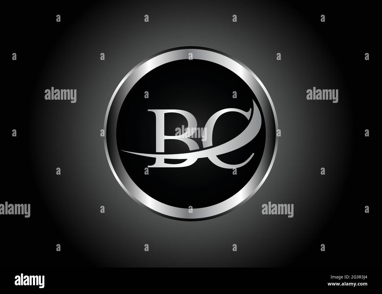 silver letter B C metal combination alphabet logo icon design with grey ...