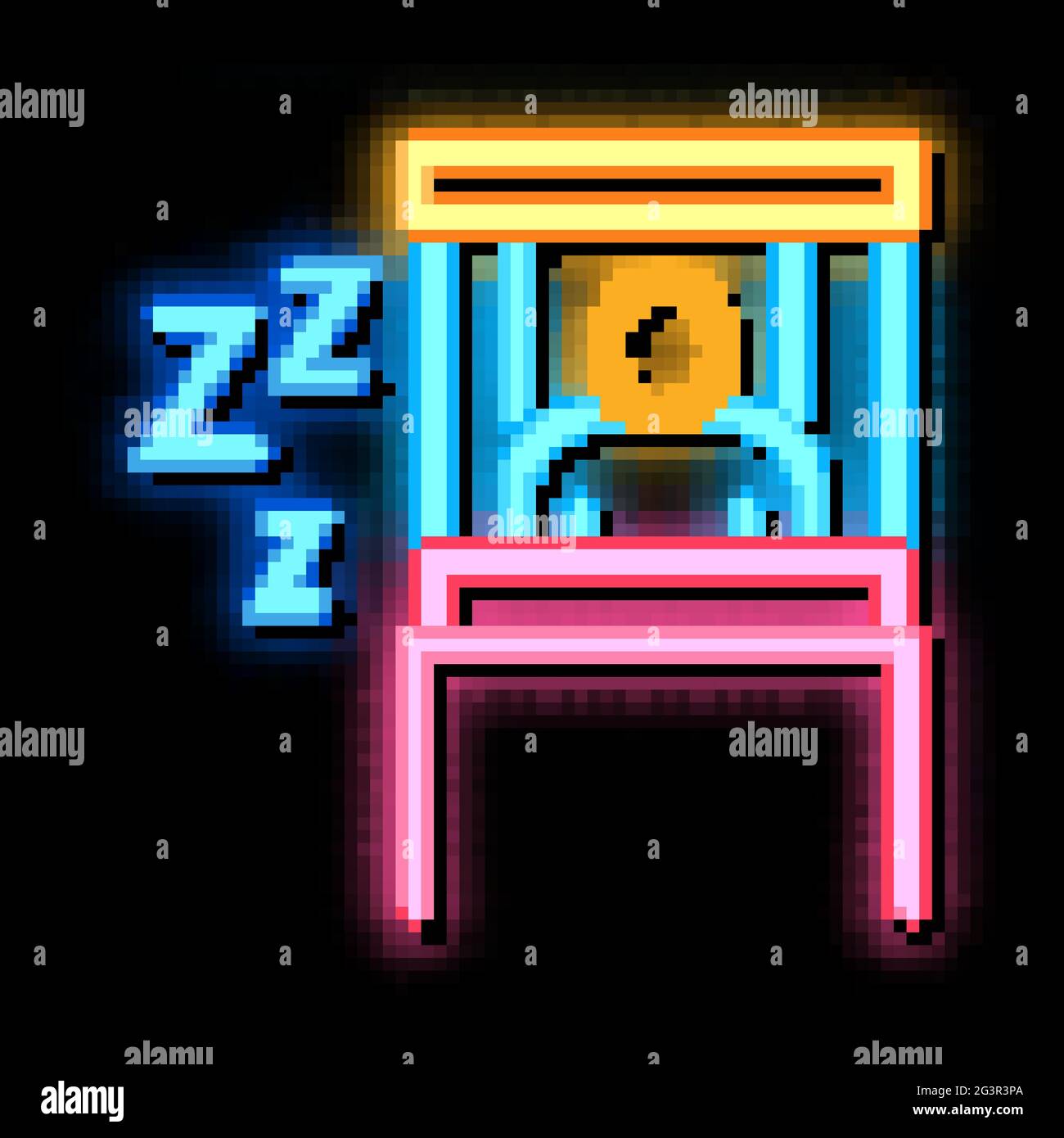 human sleeping time in bed neon glow icon illustration Stock Vector ...