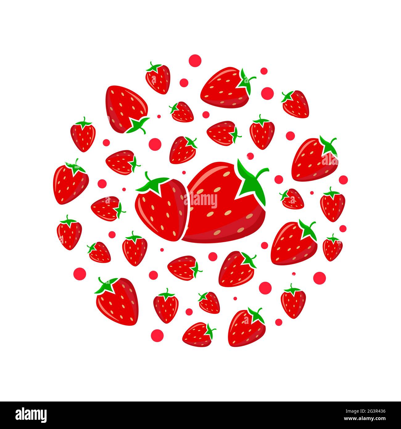 Circle pattern with red strawberry. Bright design for printing on ...